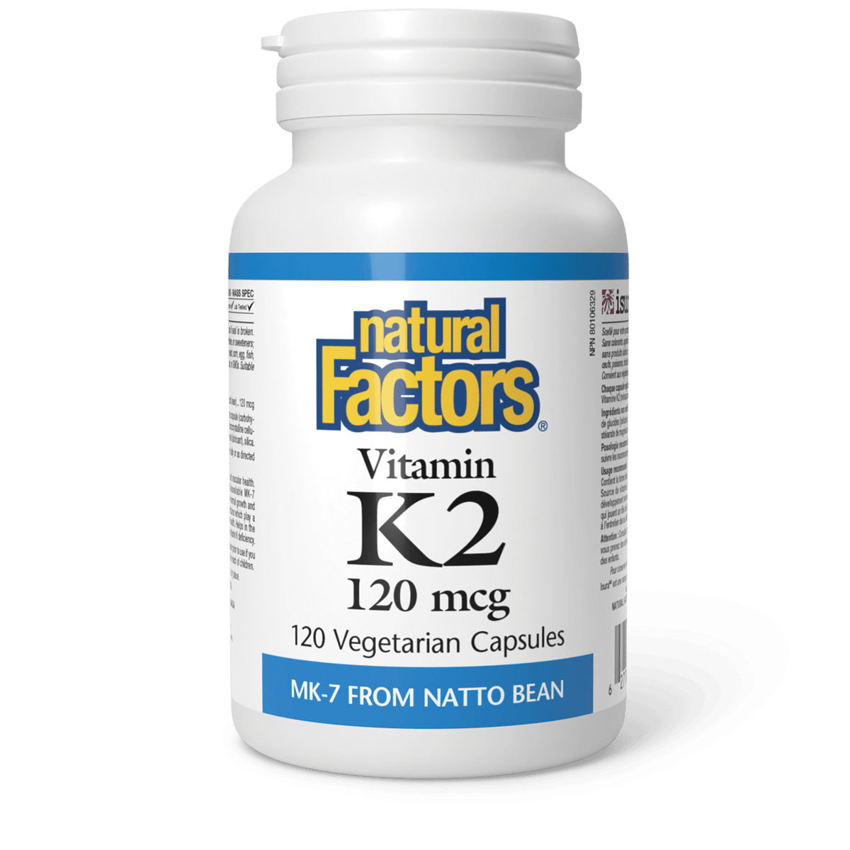 Natural Factors Vitamin K2 120mcg 120 Vegetarian Capsules — Inside U
