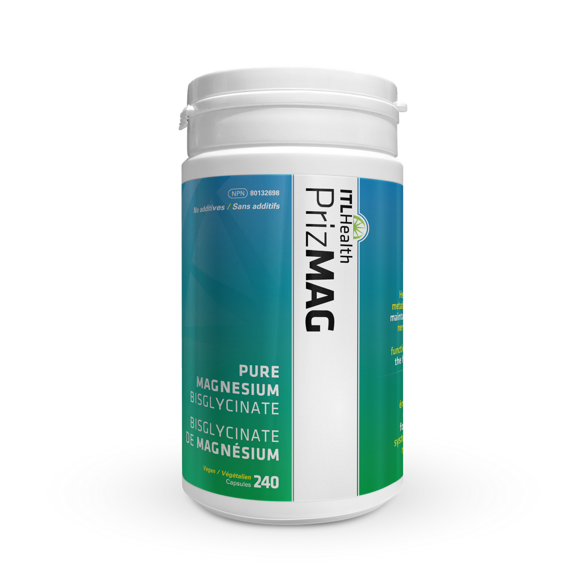 ITL Health PrizMAG PURE Magnesium Bisglycinate 240 Vegetarian Capsules ...