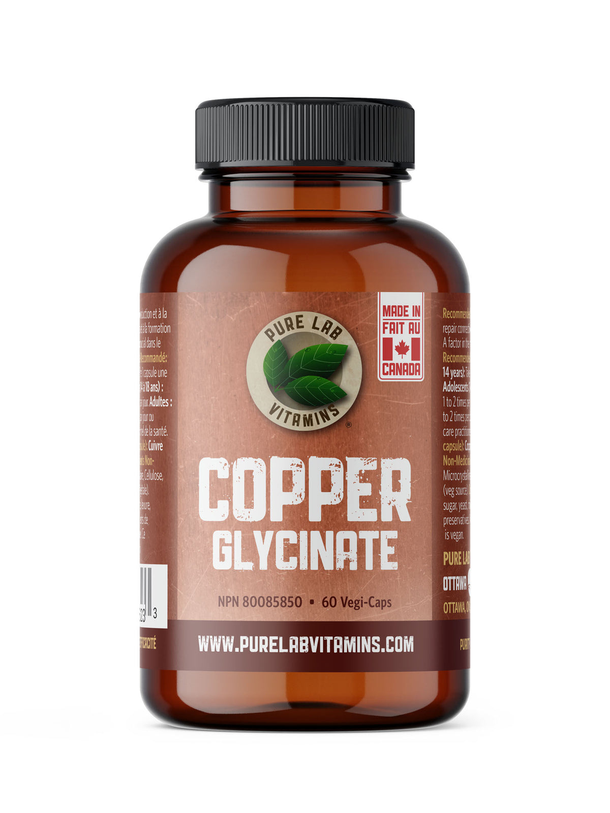 Pure Lab Vitamins Copper Glycinate 1mg 60 Vegetarian Capsules — Inside U