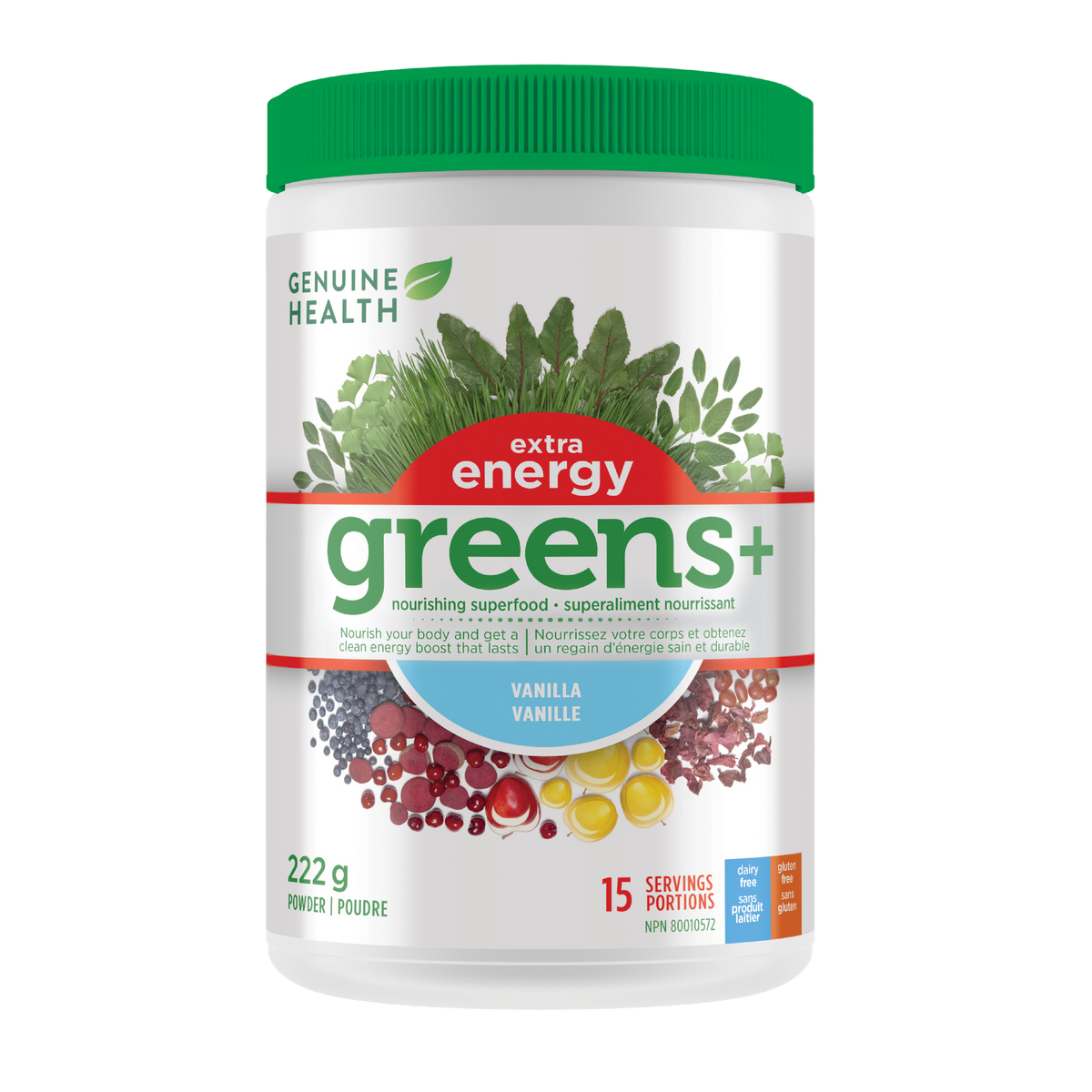 Genuine Health Greens+ Extra Energy Vanilla 222g — Inside U