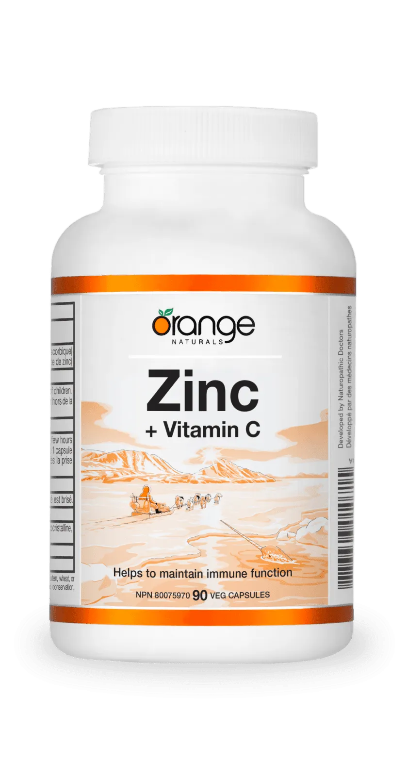 Orange Naturals Zinc + C 90 Vegetarian Capsules — Inside U