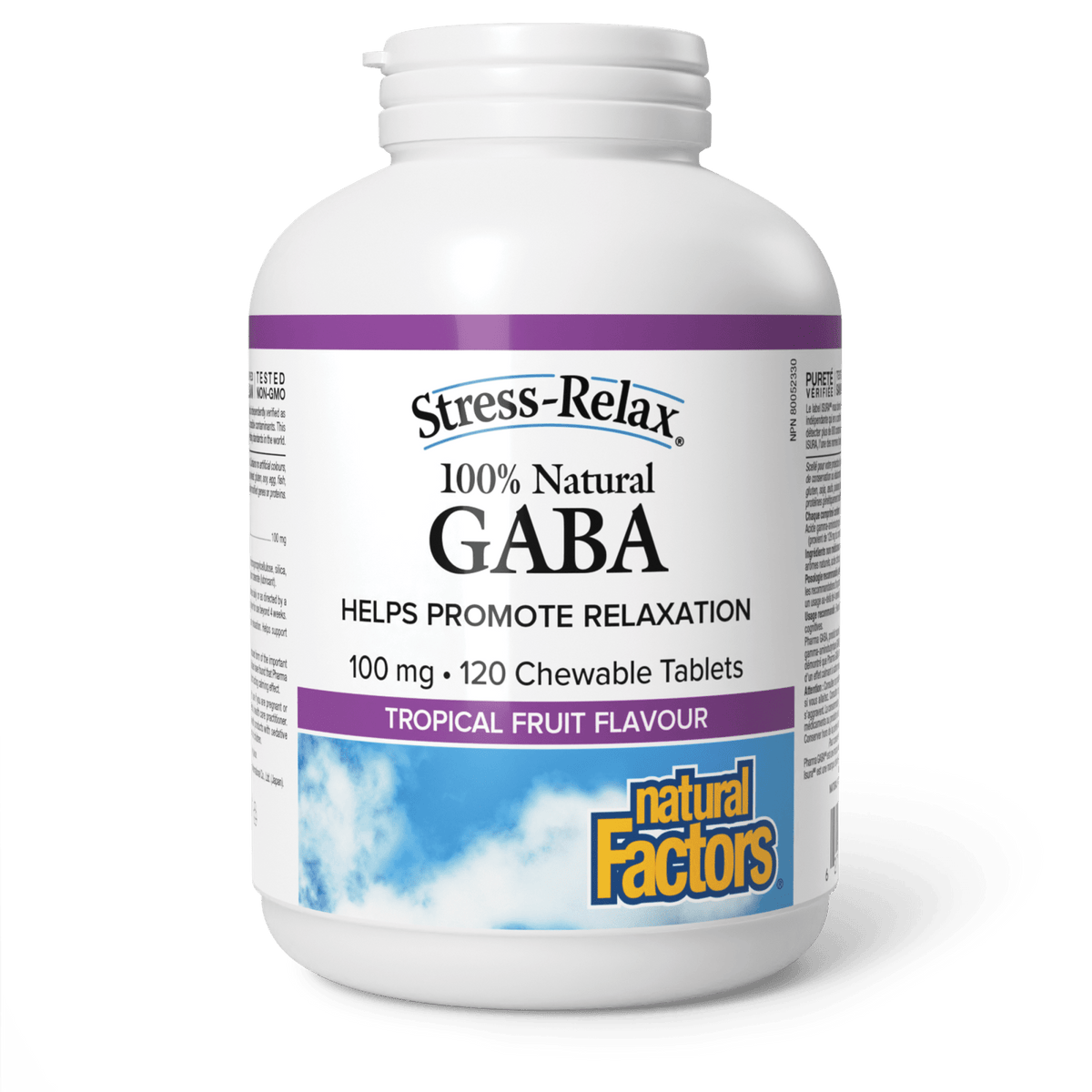 Natural Factors Stress-Relax 100% Natural GABA 100mg 120 Chewable Tabl — Inside U