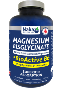 Naka Platinum Magnesium Bisglycinate 200mg + Active B6 230 Vegetarian ...